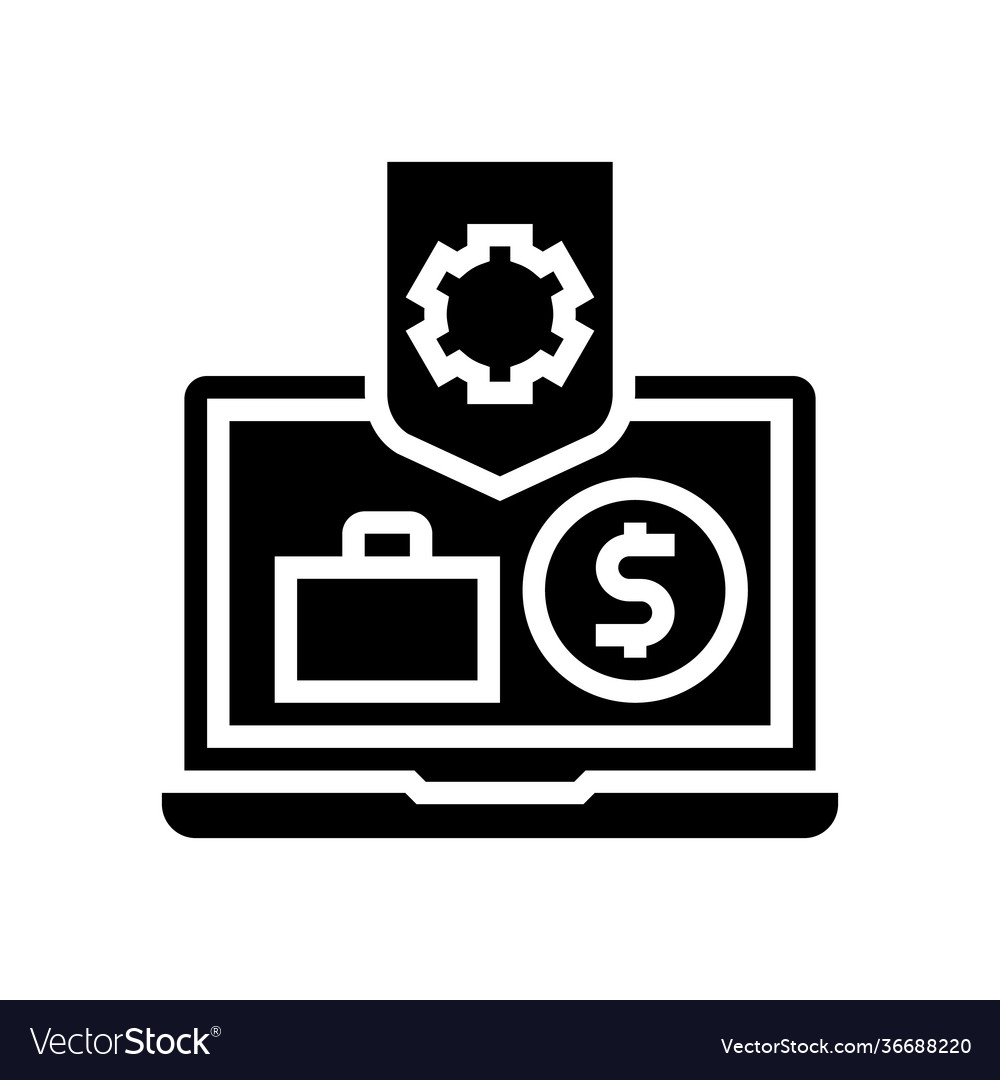 Business laptop protect process glyph icon Vector Image