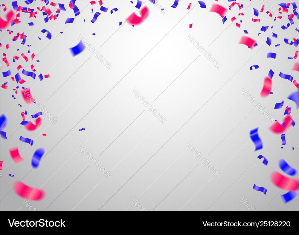 Confetti and red blue ribbons celebration Vector Image