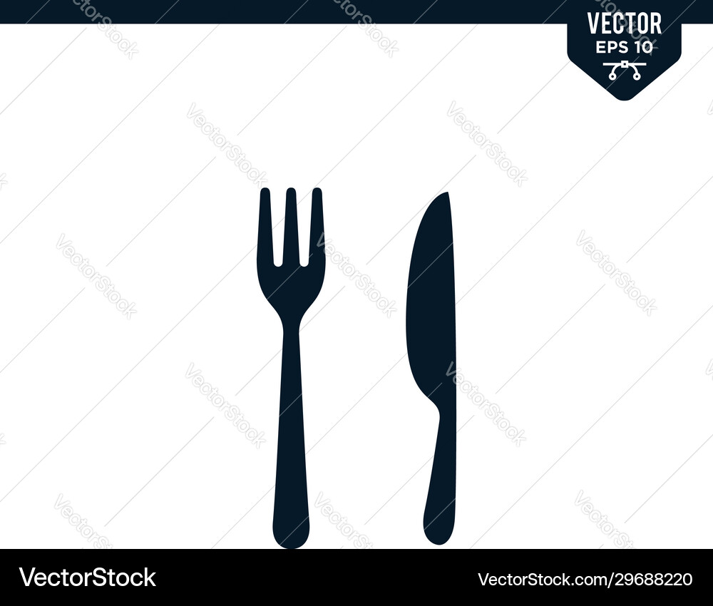 Cutlery set icon collection glyph style Royalty Free Vector