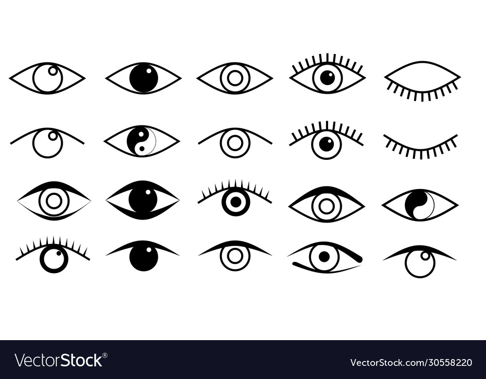 Eye icons set open and closed eyes images Vector Image