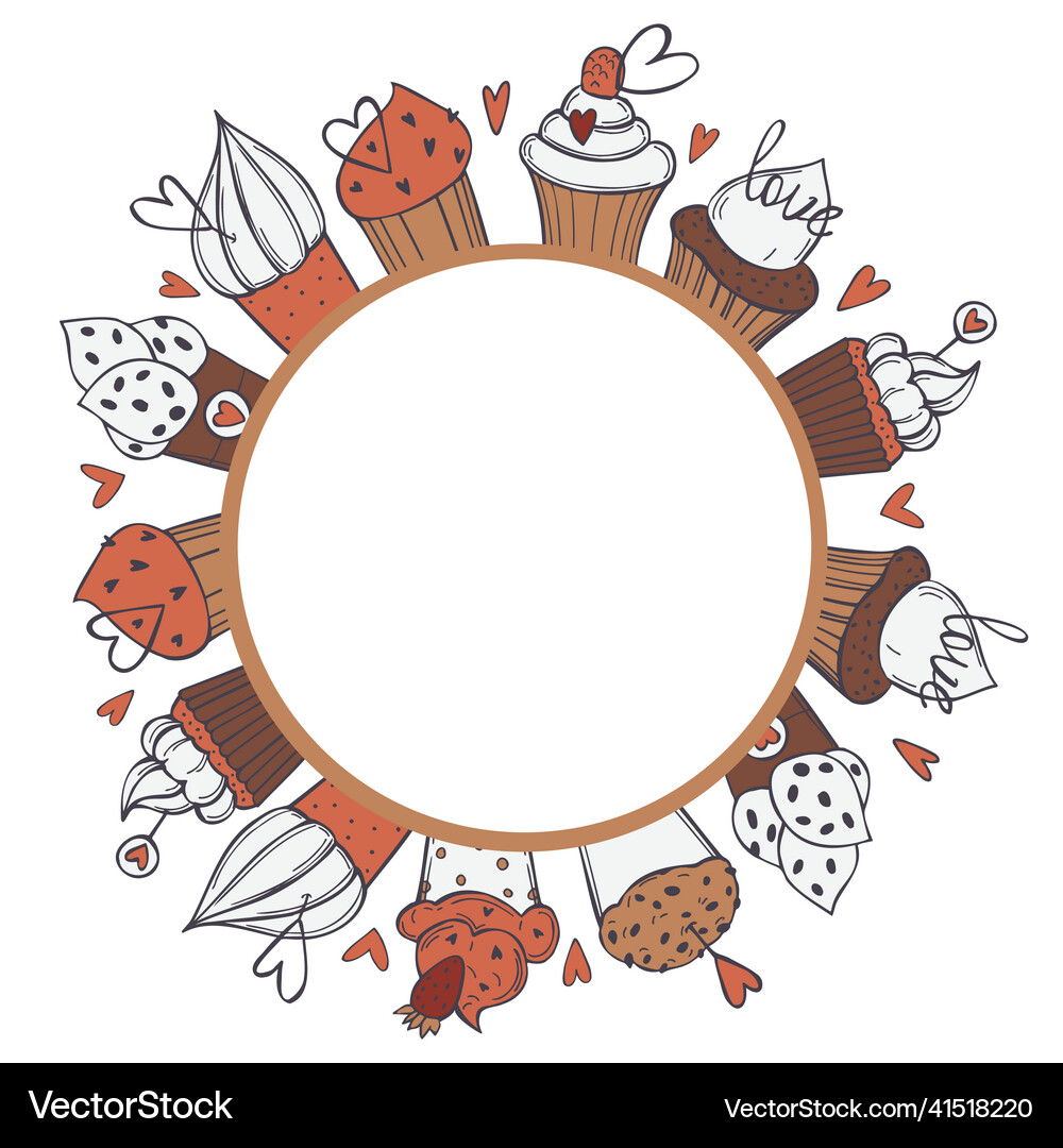 Frame with valentines day cupcakes Royalty Free Vector Image