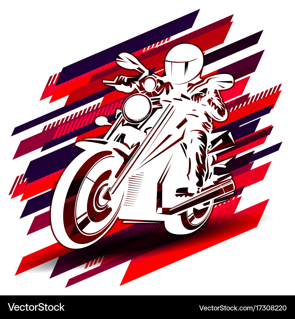 Graphic drawing white silhouette racer Royalty Free Vector