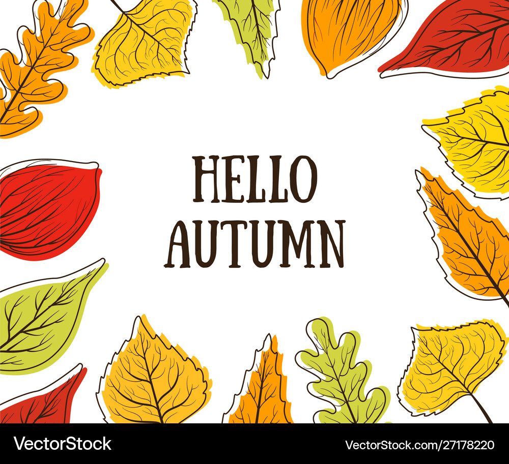 Hello autumn banner template with bright colorful Vector Image