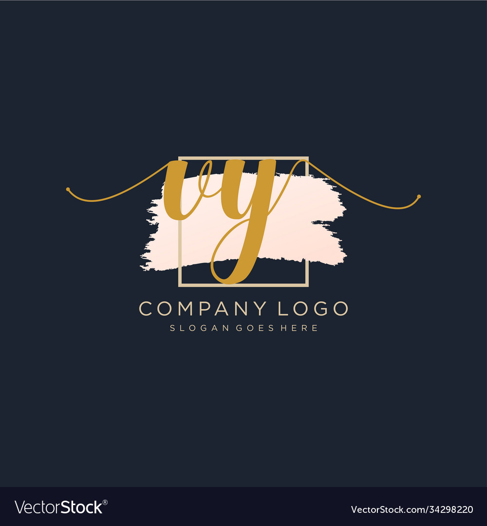 Initial vy handwriting logo with circle template Vector Image