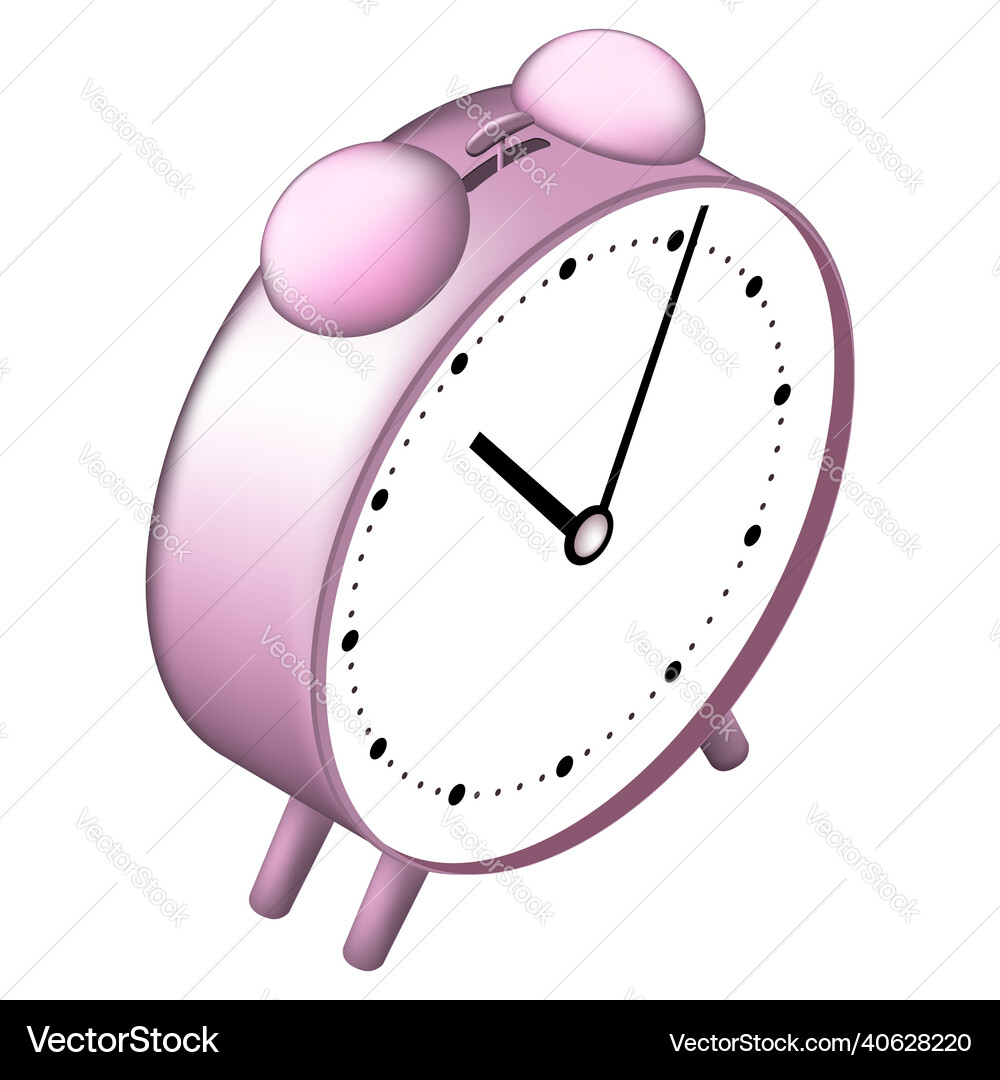 Isometric mechanical alarm clock on legs isolated Vector Image