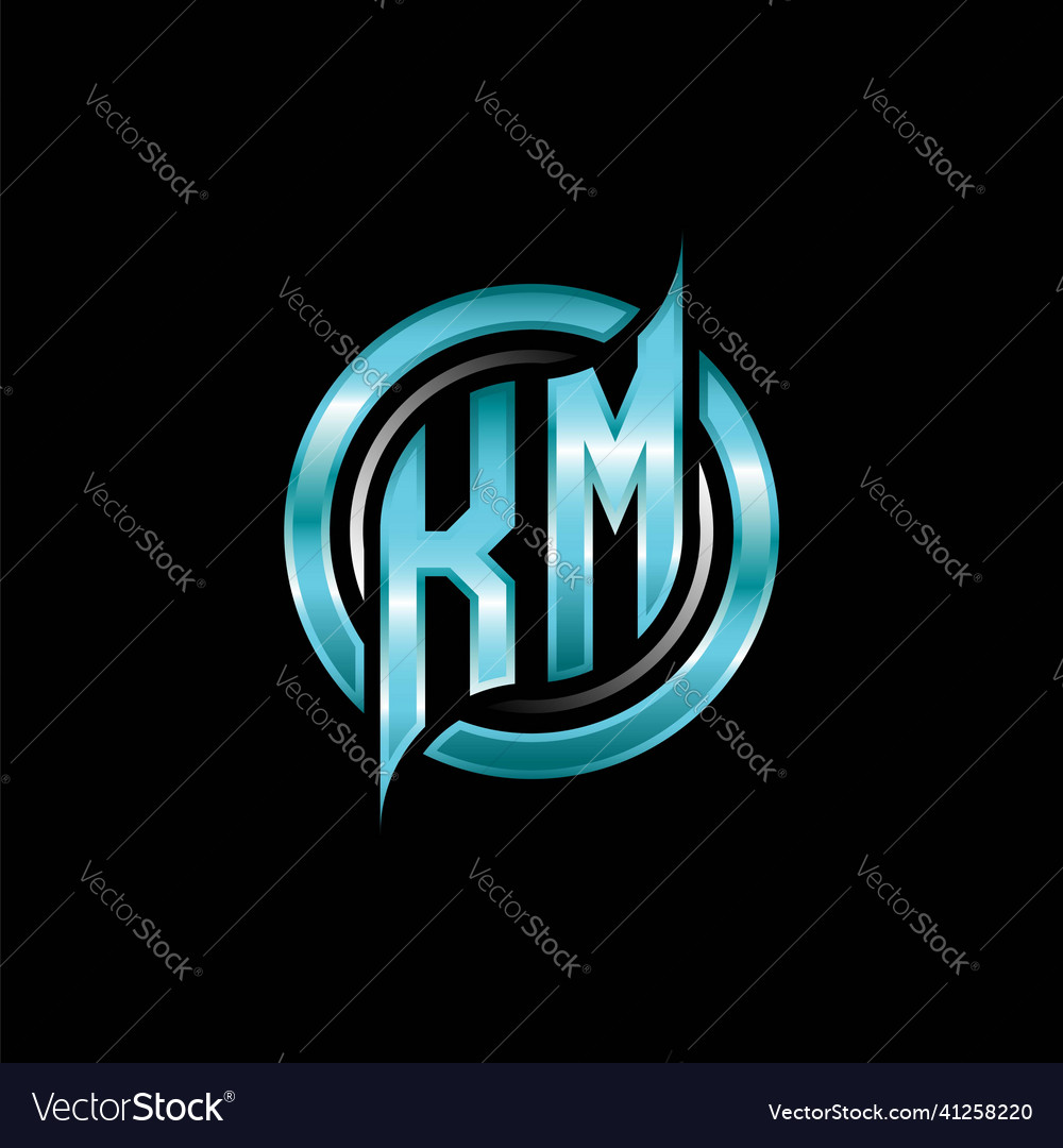 Km initial monogram logo circle rounded Royalty Free Vector Km initial monogram logo circle rounded Royalty Free Vector