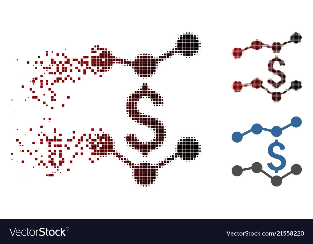 Moving pixel halftone financial trends icon Vector Image Moving pixel halftone financial trends icon Vector Image