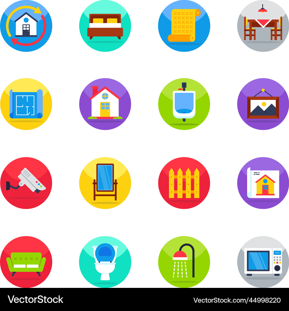 Pack of home interior flat icons Royalty Free Vector Image