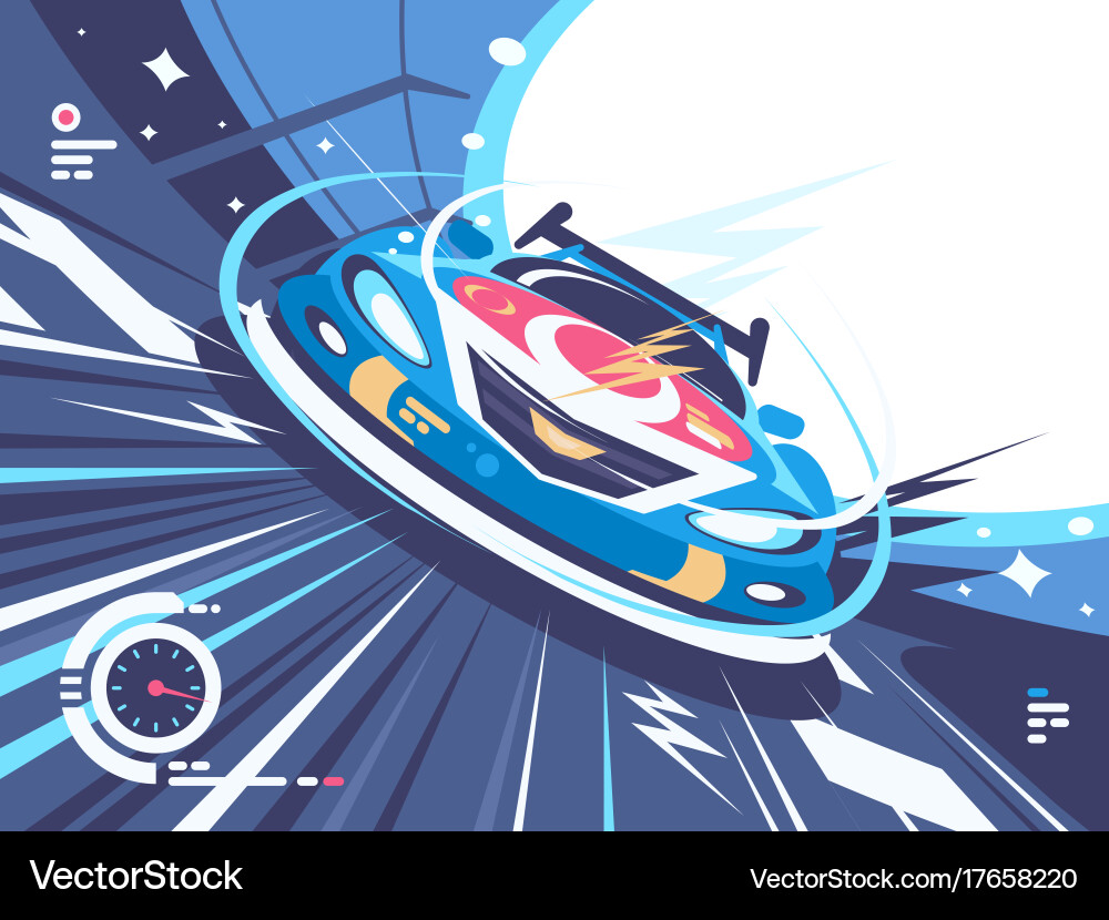 Power racing car on speed track Royalty Free Vector Image