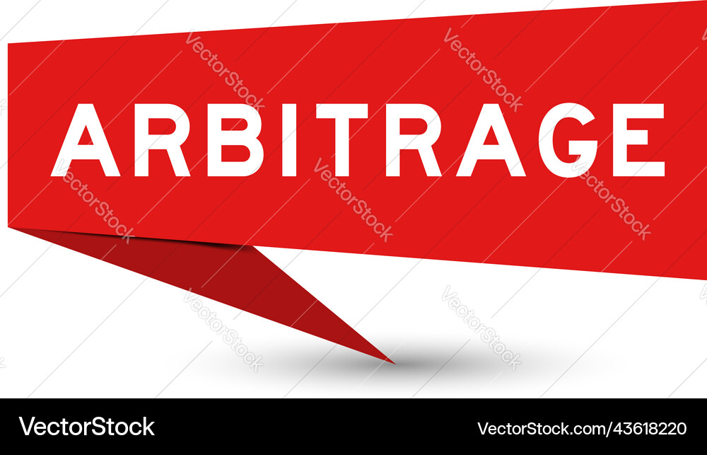 Red color speech banner with word arbitrage Vector Image