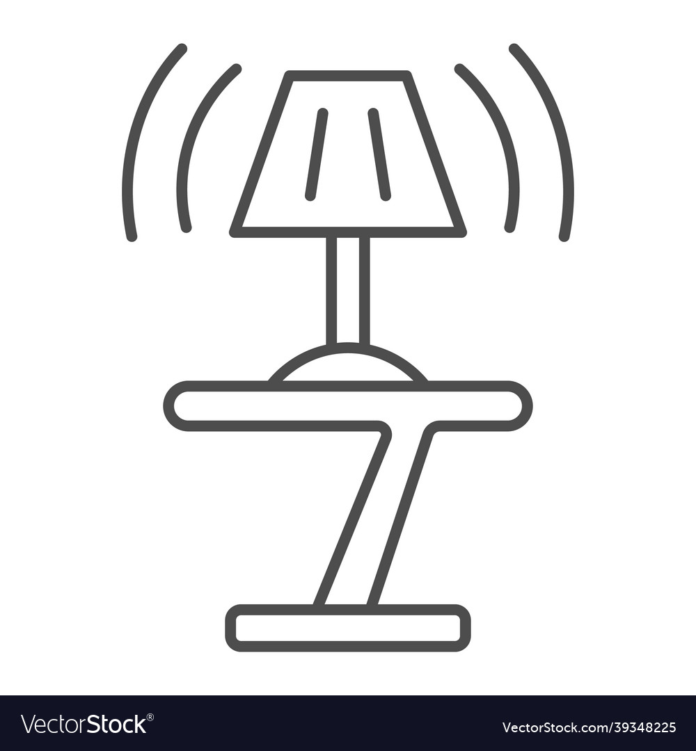 Art nouveau side table and lamp thin line icon Vector Image Art nouveau side table and lamp thin line icon Vector Image
