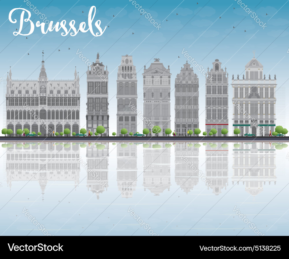 Brussels skyline with Ornate buildings Royalty Free Vector