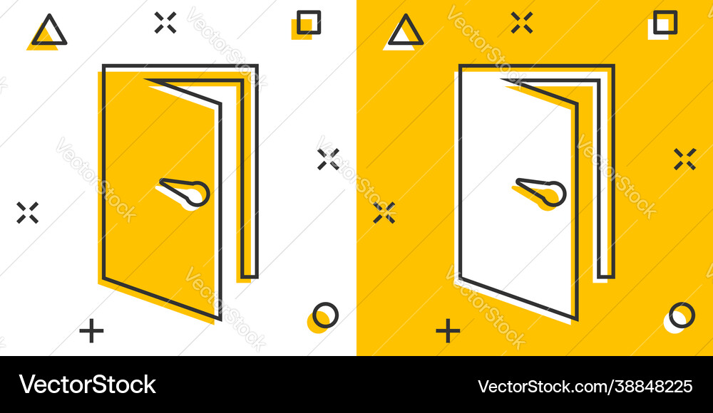 Cartoon door icon in comic style exit sign Vector Image
