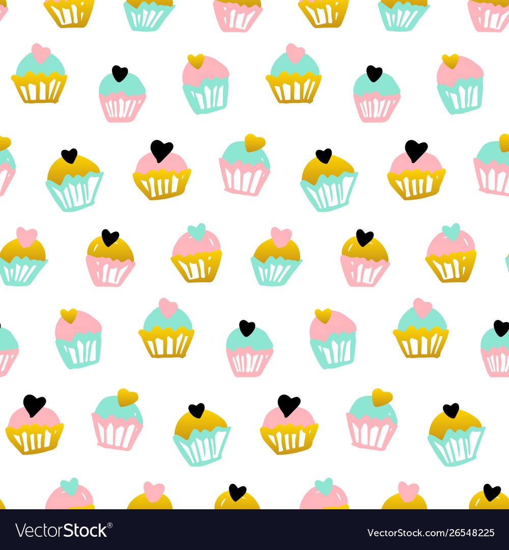 Cupcake seamless pattern Royalty Free Vector Image