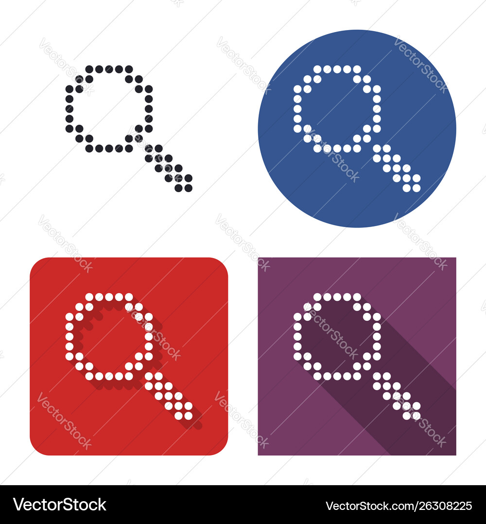 Dotted icon magnifying glass in four variants Vector Image