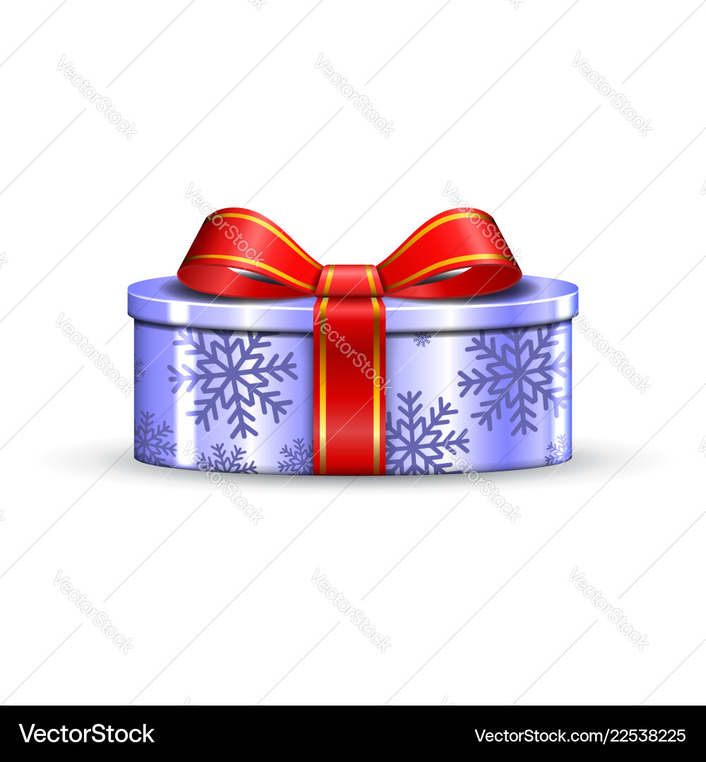 Gift box 3d red ribbon bow isolated white Vector Image
