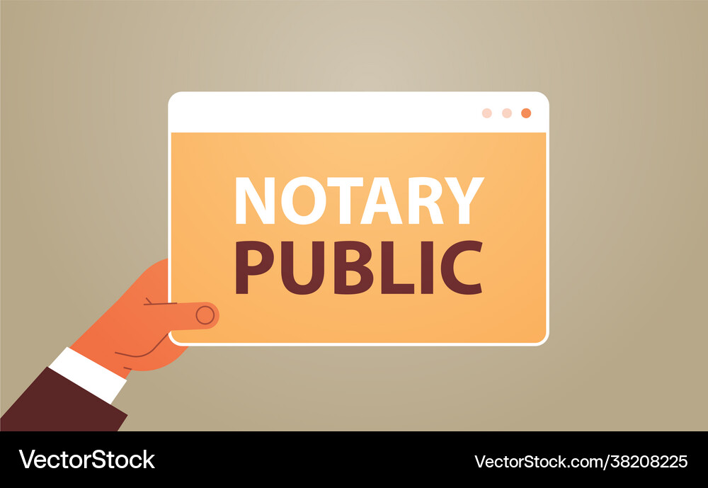 Hand holding notary public web banner signing Vector Image