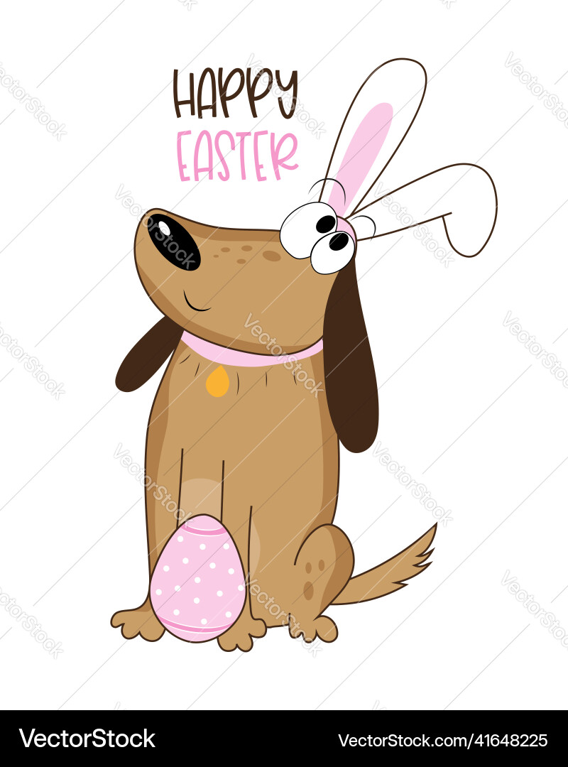 Happy easter - cute dog in bunny ears Royalty Free Vector