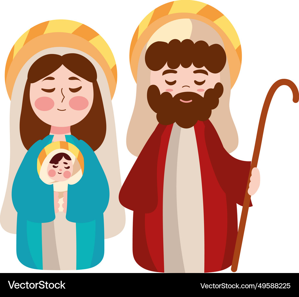 Holy family cute Royalty Free Vector Image - VectorStock
