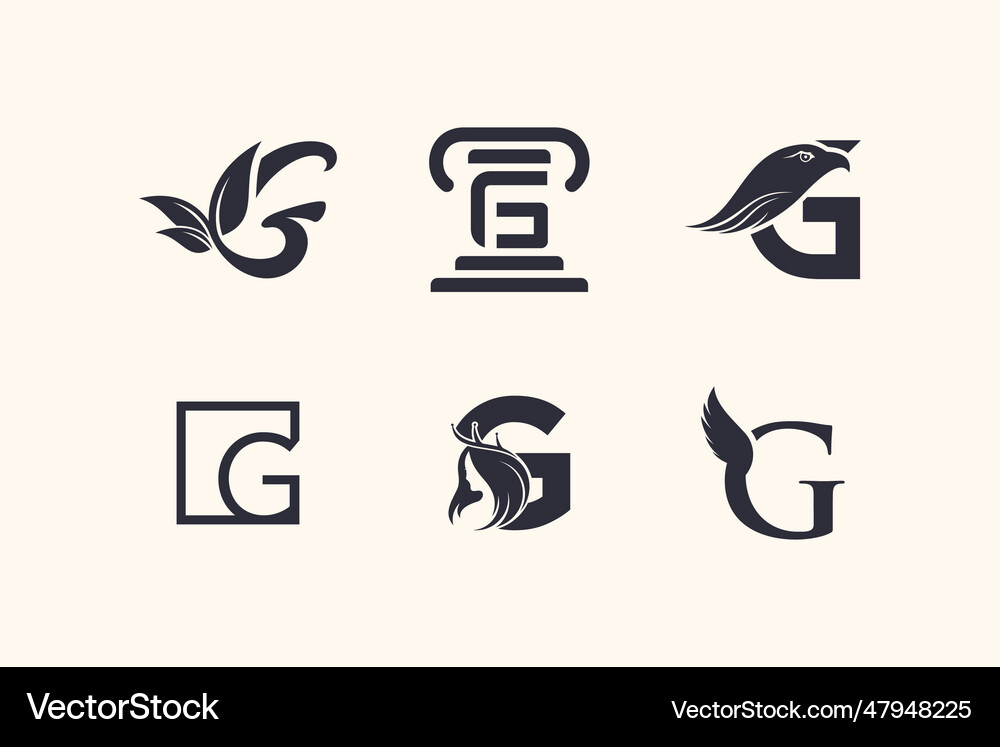 Letter g logo design collection with creative Vector Image