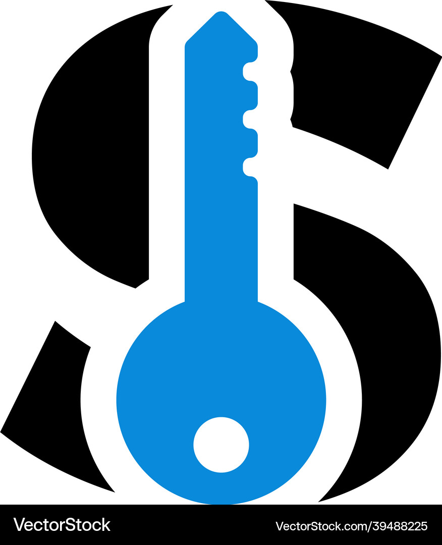Logo letter safety security blue key s Royalty Free Vector