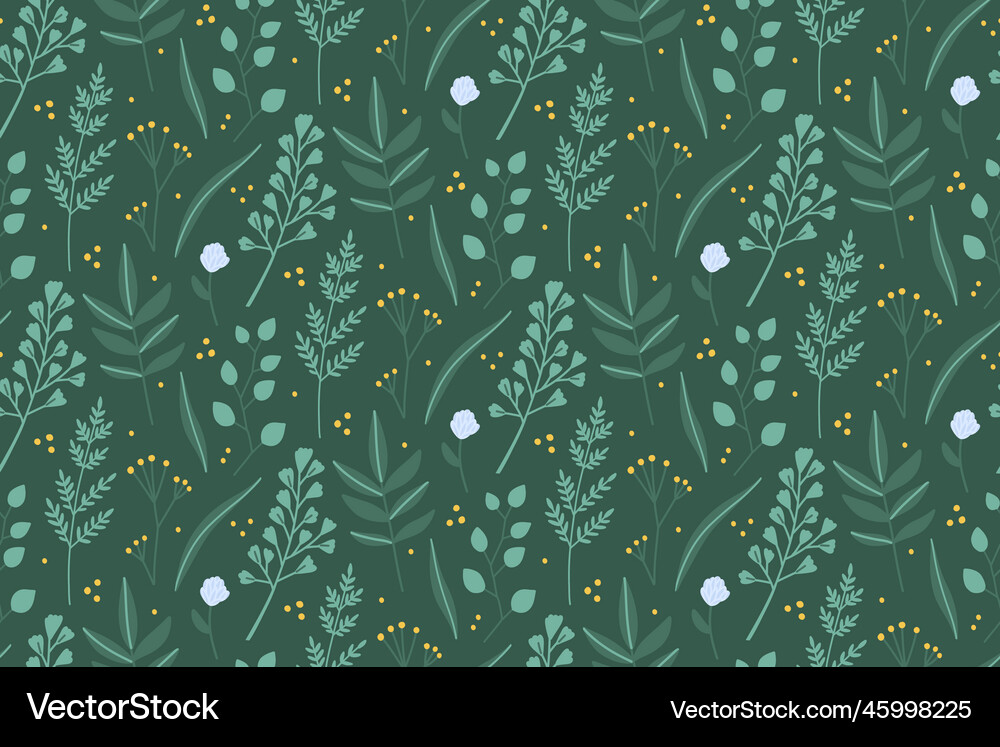 Monochrome green pattern with fern shepherd s Vector Image
