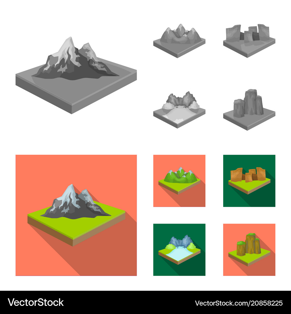Mountains rocks and landscape relief Royalty Free Vector