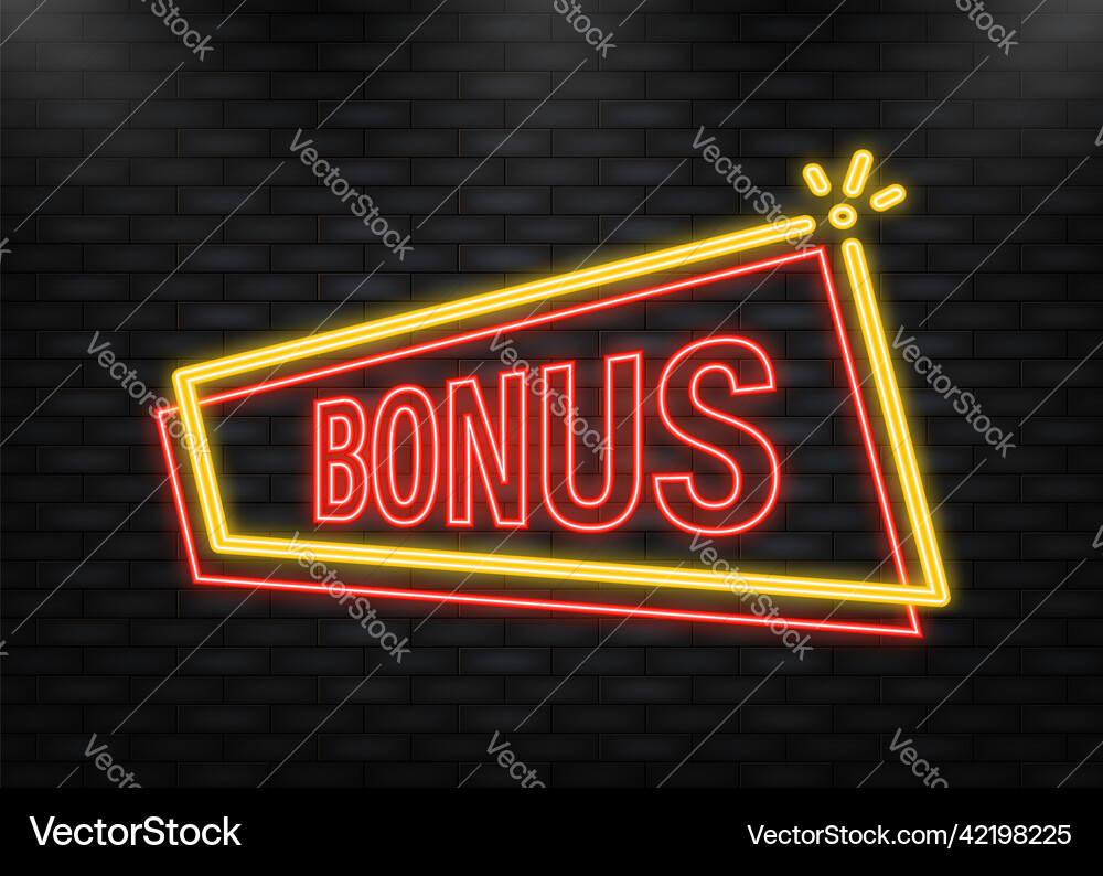 Neon icon bonus flat banner product Royalty Free Vector