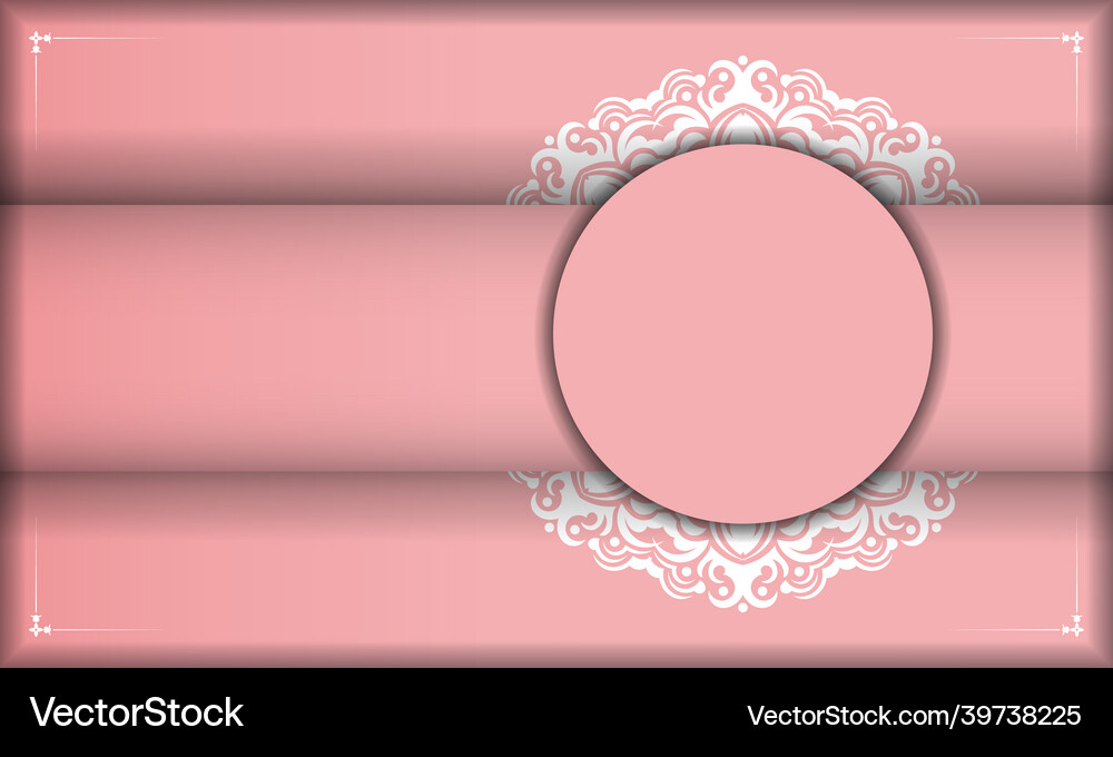 Pink background with indian white ornaments Vector Image