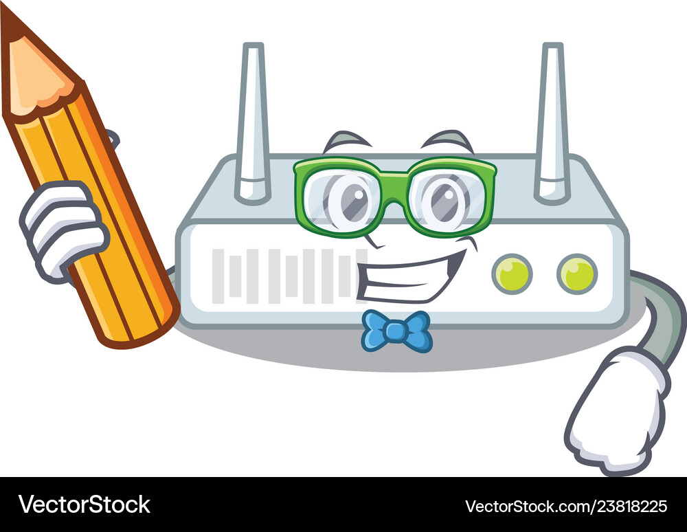 Student router is installed in cartoon wall Vector Image