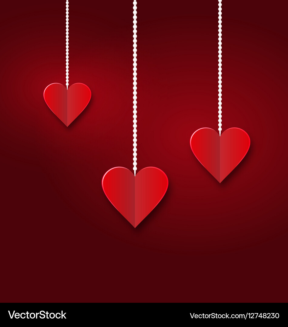 Background of hearts hanging on strings Royalty Free Vector
