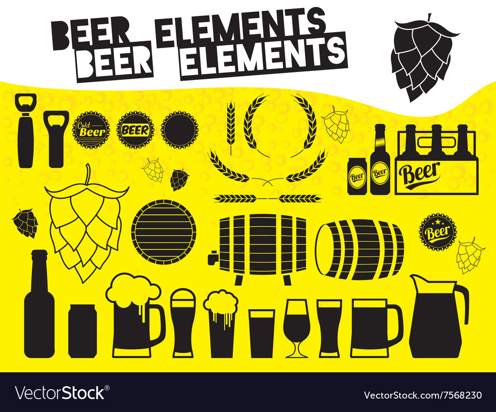 Beer elements Royalty Free Vector Image - VectorStock
