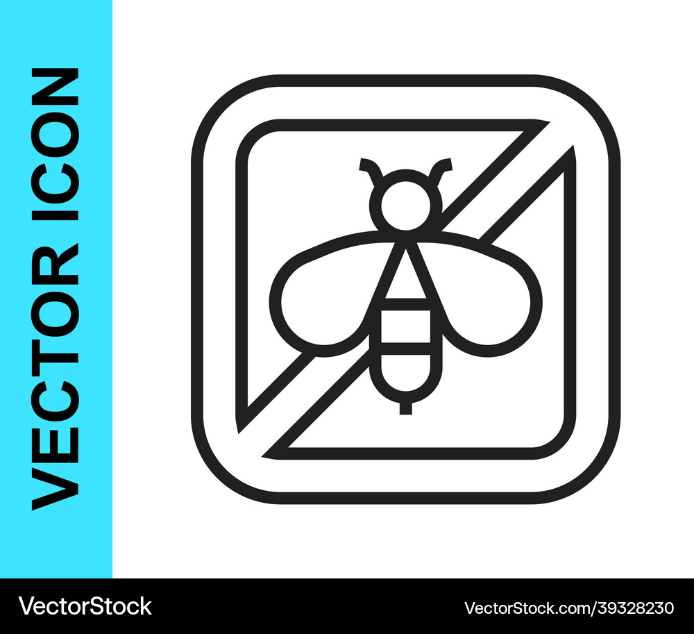Black line stop bee icon isolated on white Vector Image