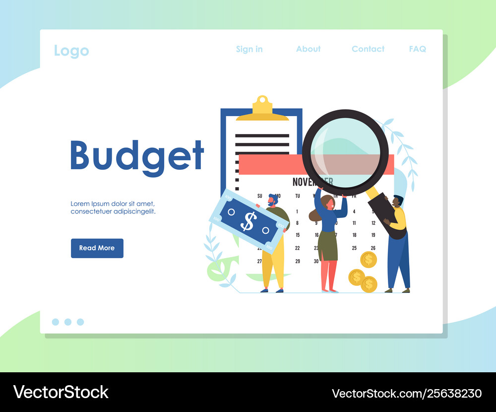 Budget website landing page design template Vector Image