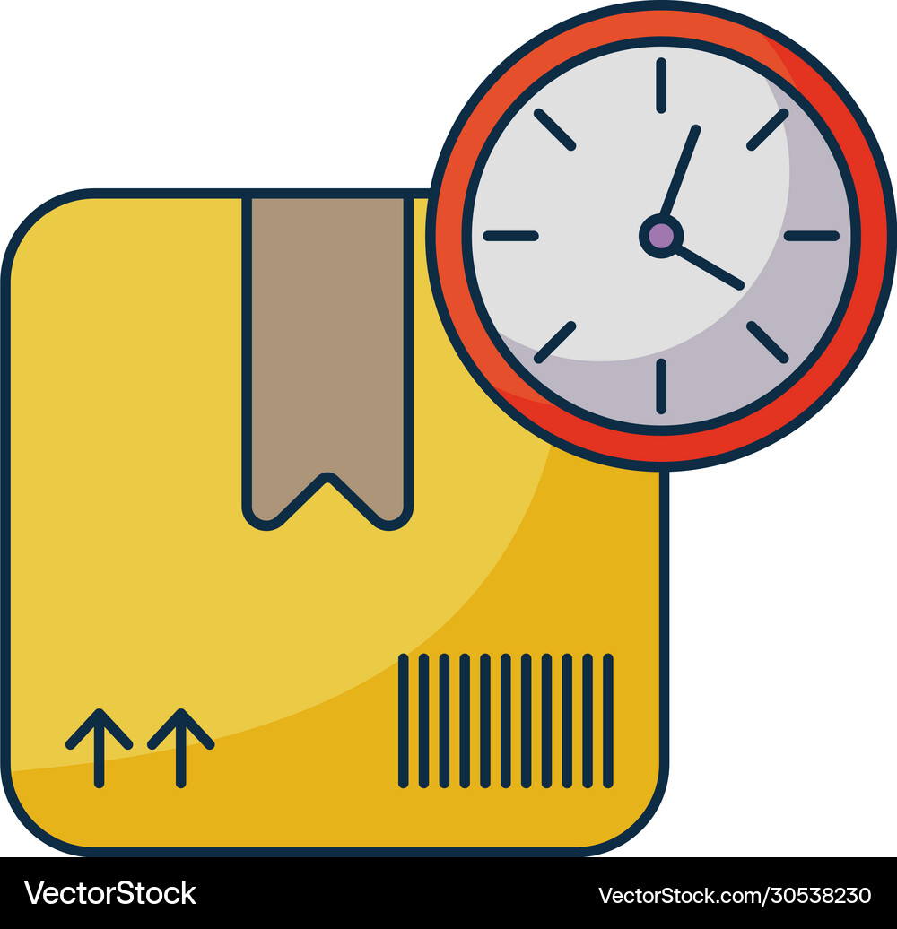 Cardboard box with watch on white background Vector Image