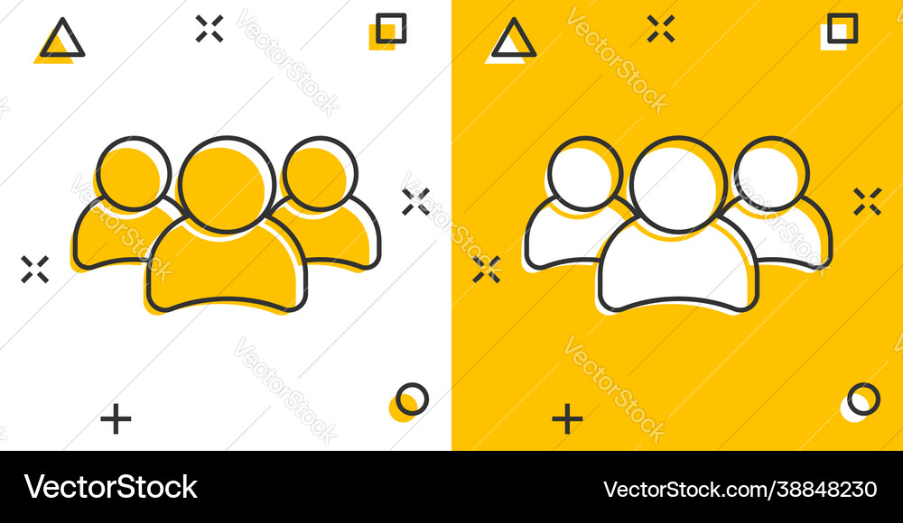 Cartoon group people icon in comic style Vector Image