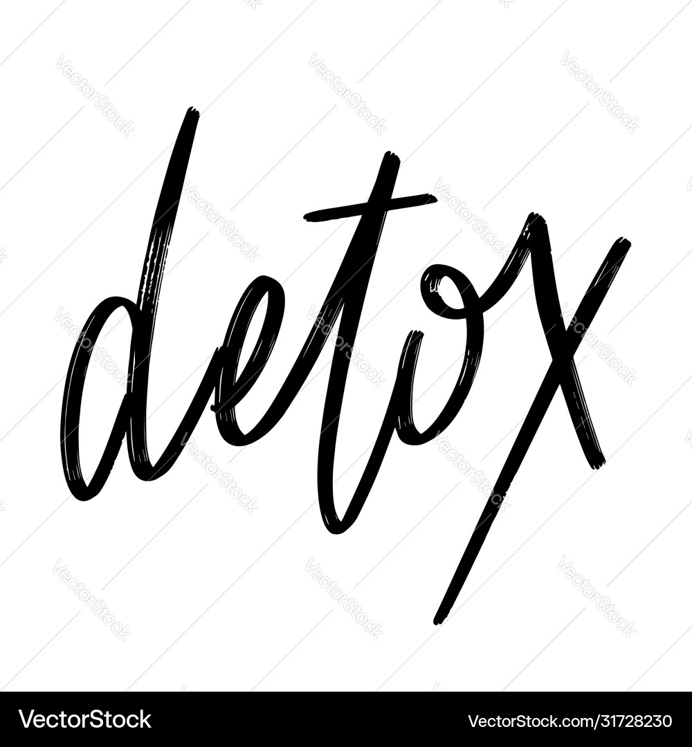 Detox hand drawn lettering isolated template Vector Image