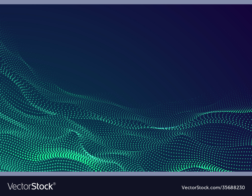 Dots particle waves digital surface abstract Vector Image