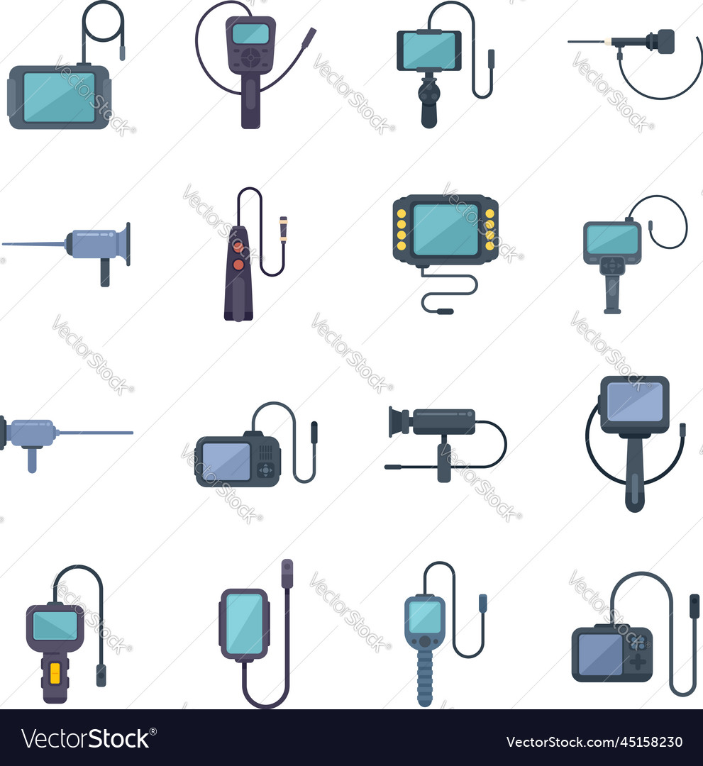 Endoscope icons set flat digestive gastric Vector Image Endoscope icons set flat digestive gastric Vector Image