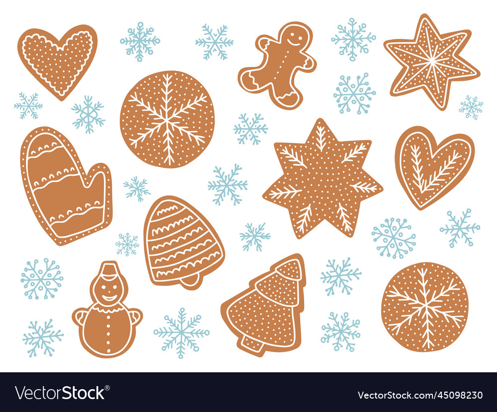 Ginger cookie christmas set Royalty Free Vector Image