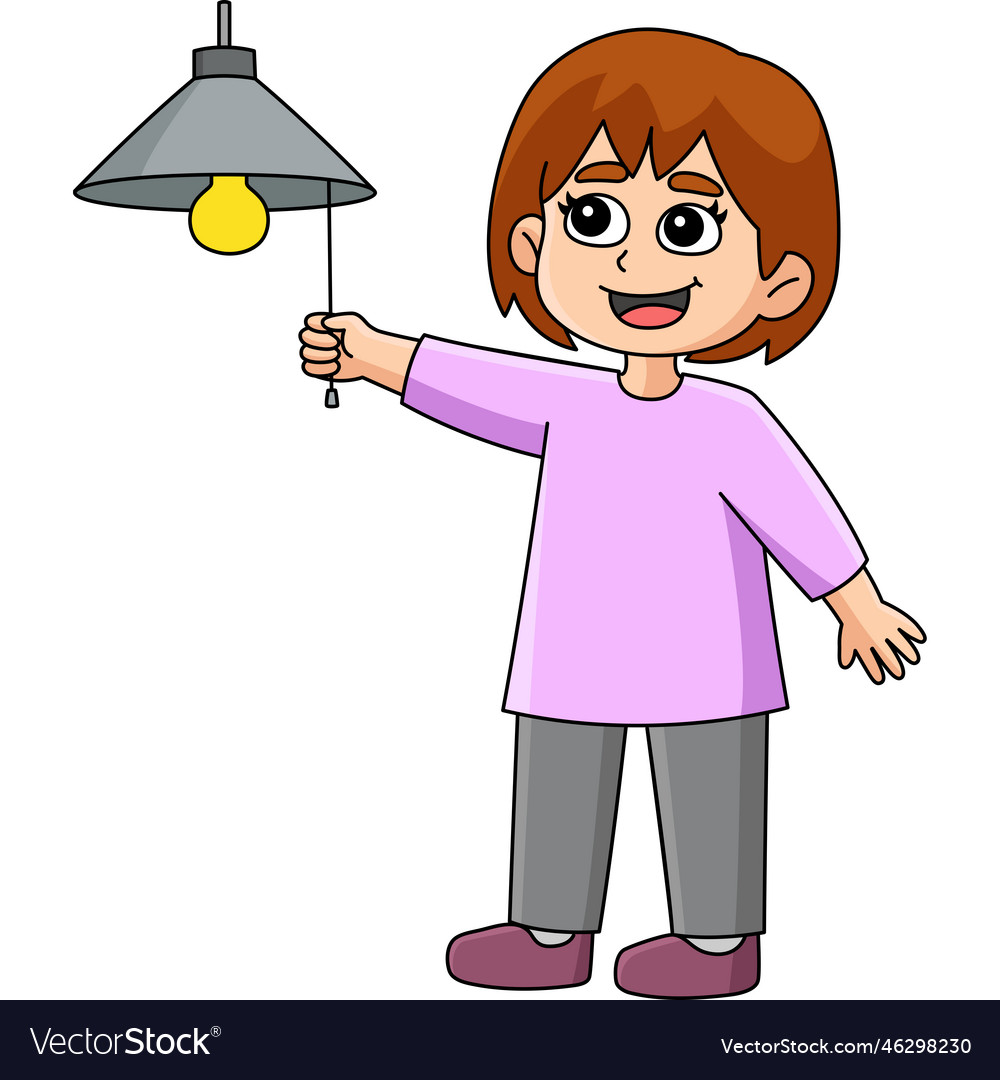 Girl Conserving Energy Cartoon Colored Clipart Vector Image 