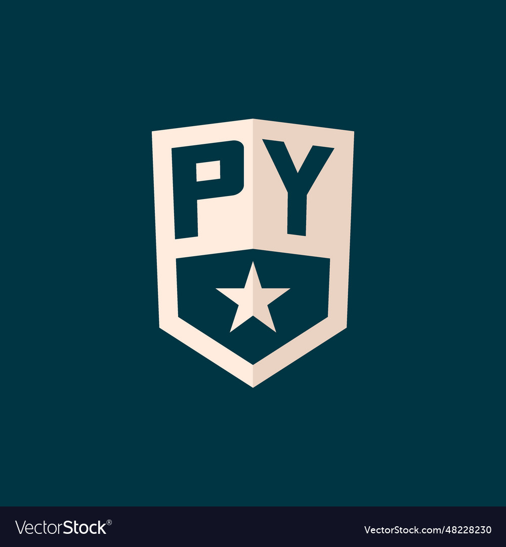 Initial py logo star shield symbol with simple Vector Image