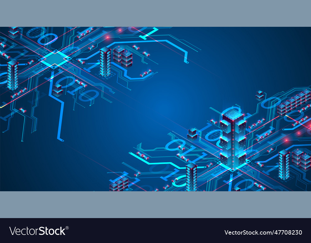 Isometric big data concept database abstract Vector Image