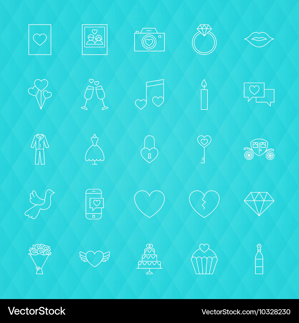 Love romance line icons Royalty Free Vector Image