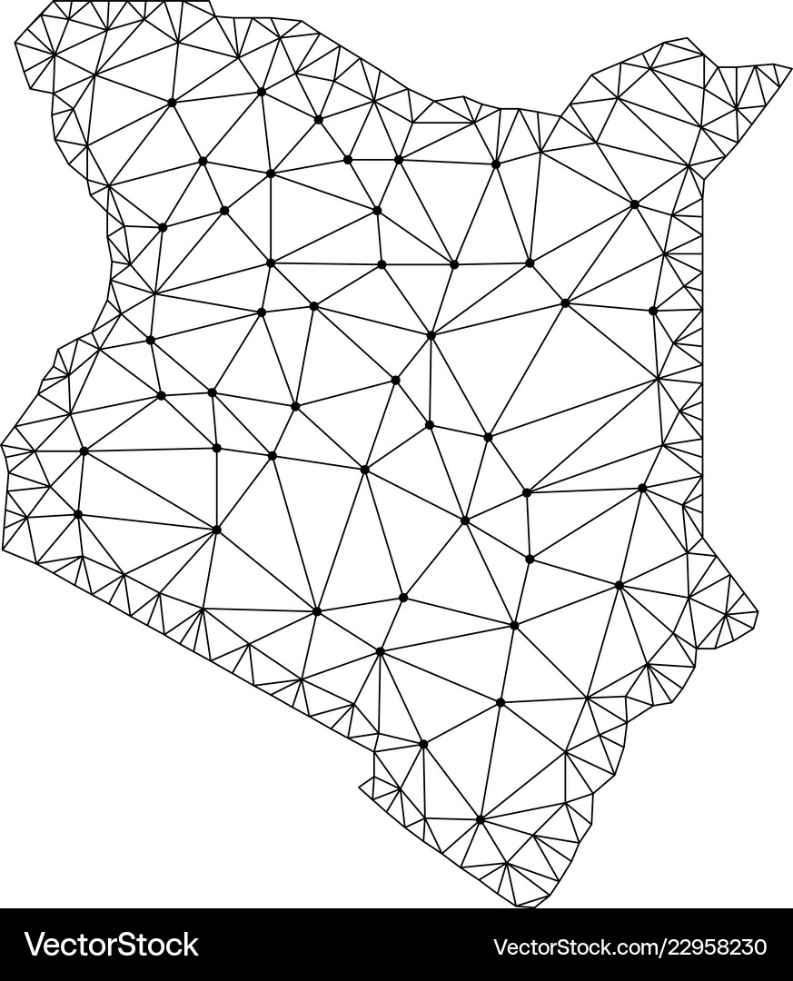 Polygonal 2d mesh map of kenya Royalty Free Vector Image