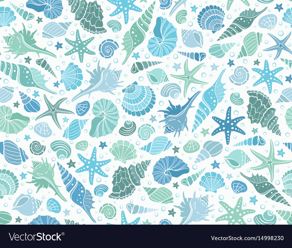 Sea shells pattern Royalty Free Vector Image - VectorStock