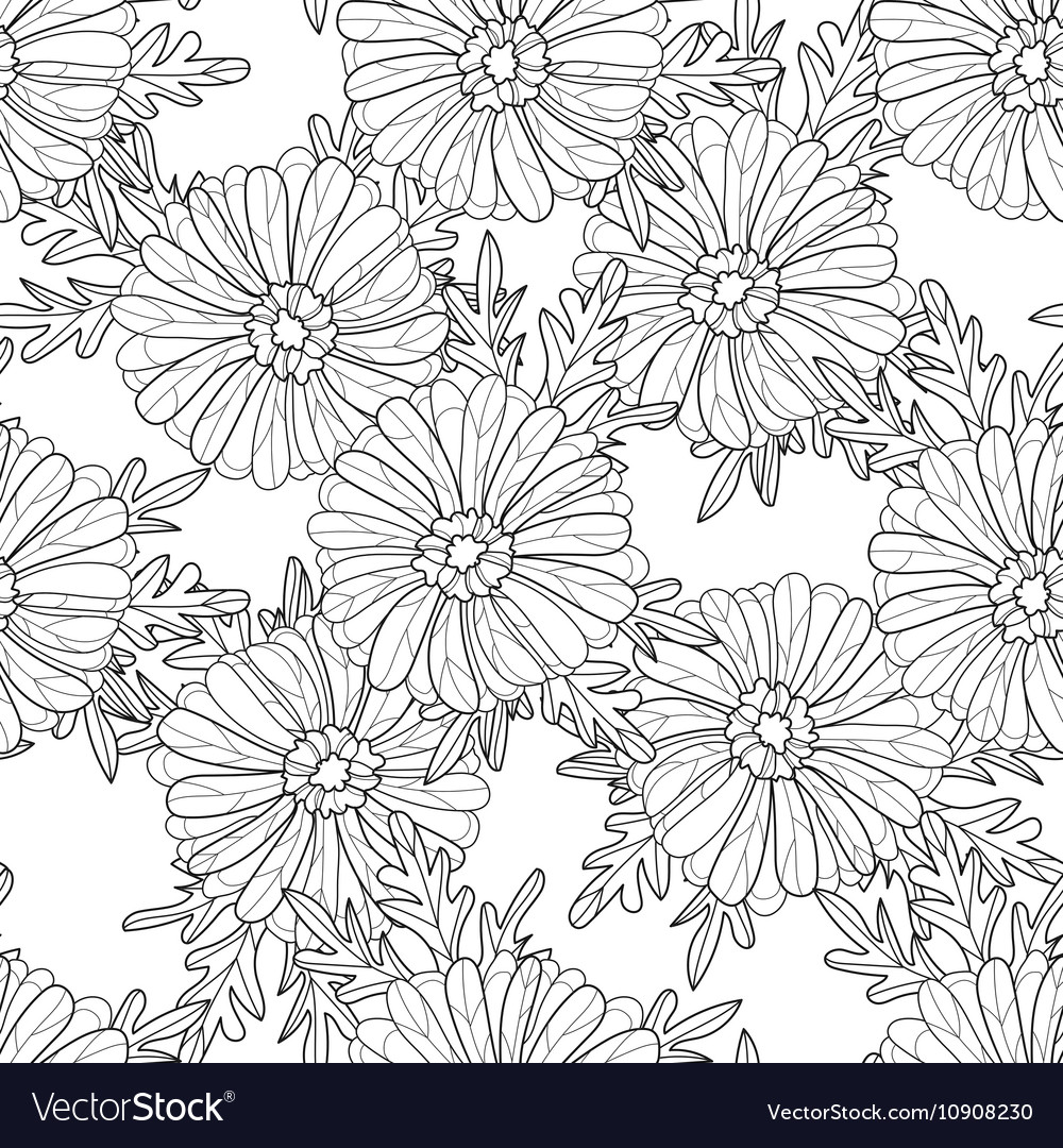 Seamless aster pattern Royalty Free Vector Image