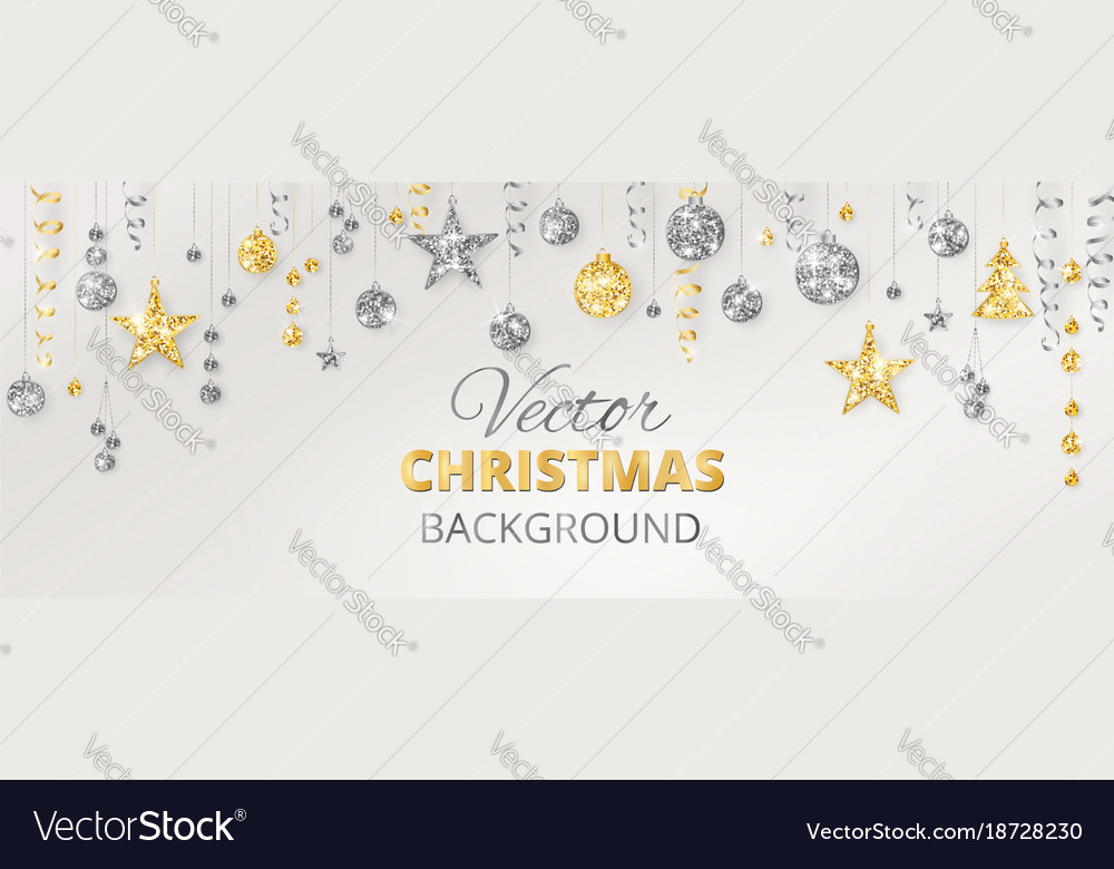 Sparkling christmas glitter ornaments golden Vector Image