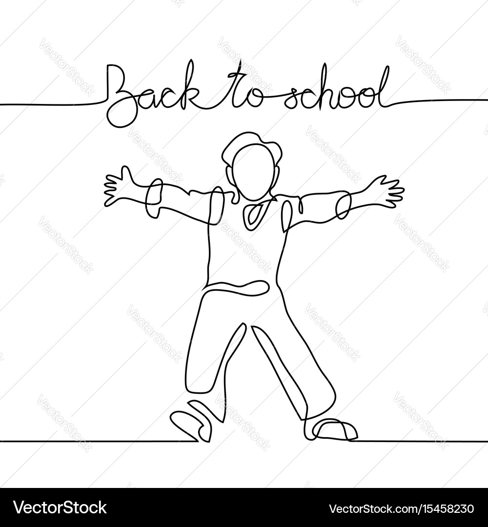 Standing school boy happy with back Royalty Free Vector