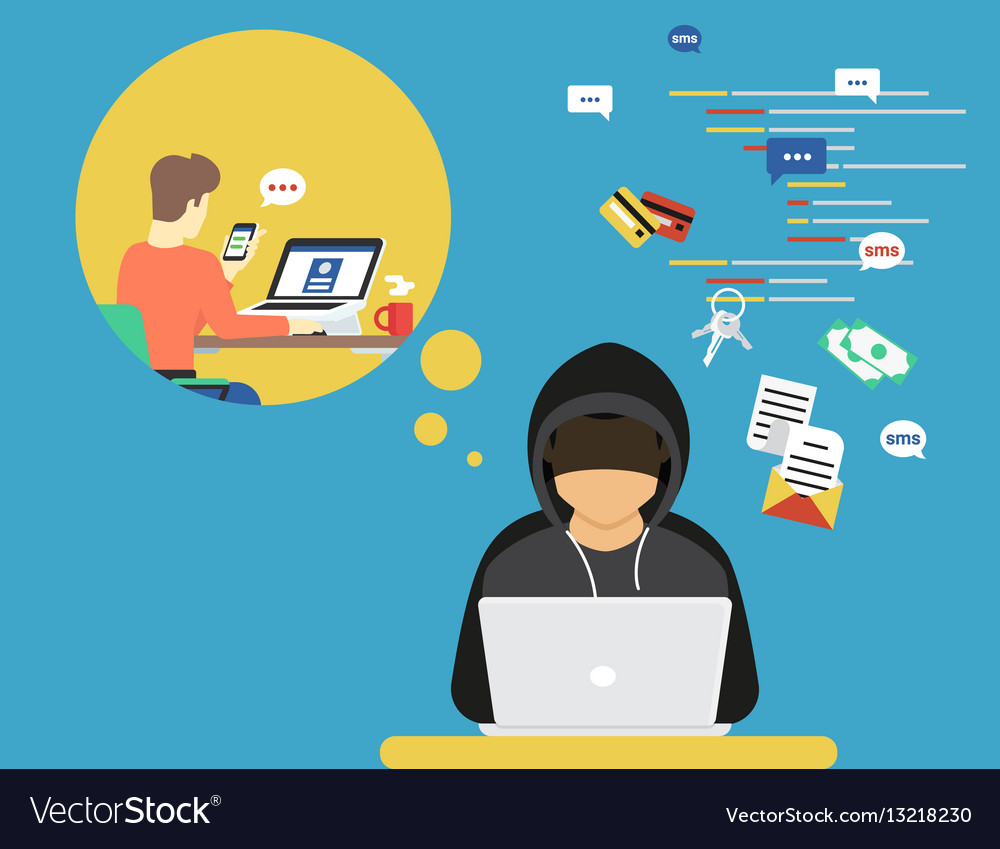 Thief or hacker is stealing log in password of Vector Image